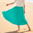 Bibifish Womens Maxi Skirts Solid Elastic Waist Skirts Eyelet ...