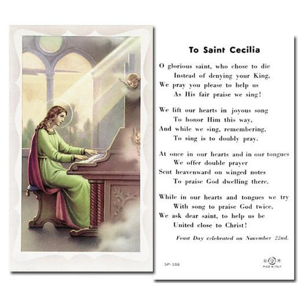 Saint Cecilia Catholic Prayer Holy Card with Prayer on Back, Pack of ...