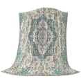 Boho Abstract Flowers Fleece Throw Blanket Sage Green Retro Medieval ...