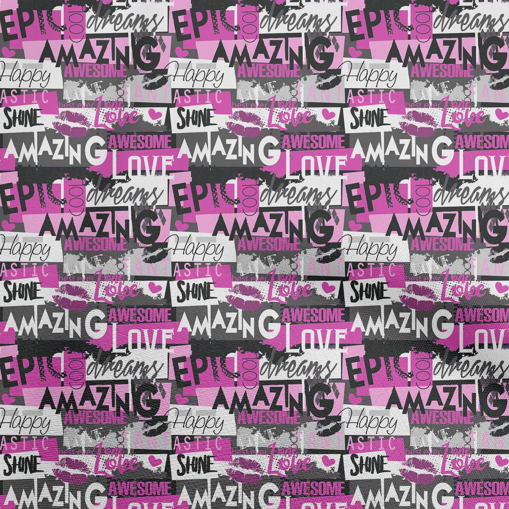 oneOone Silk Tabby Pink Fabric Writing Font Dress Material Fabric Print ...