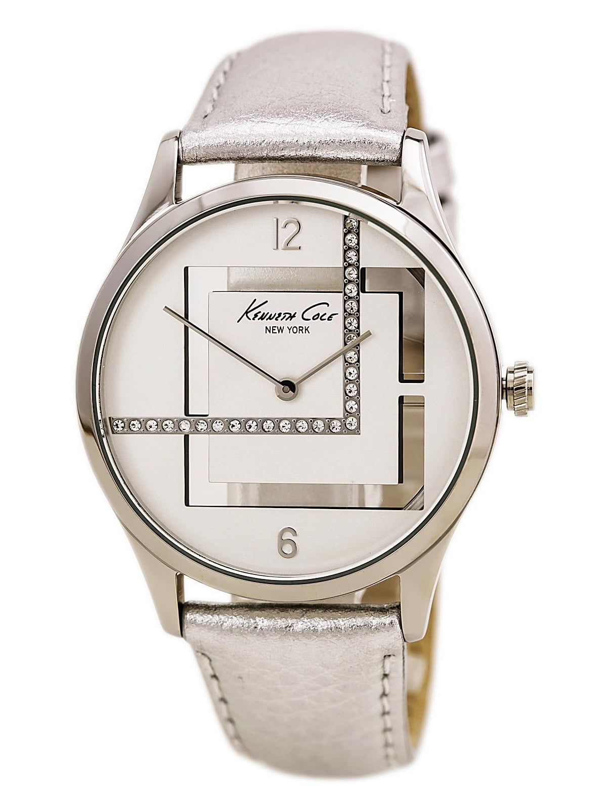KC2877 Women's White Transparent Dial Silver Leather Strap Watch ...