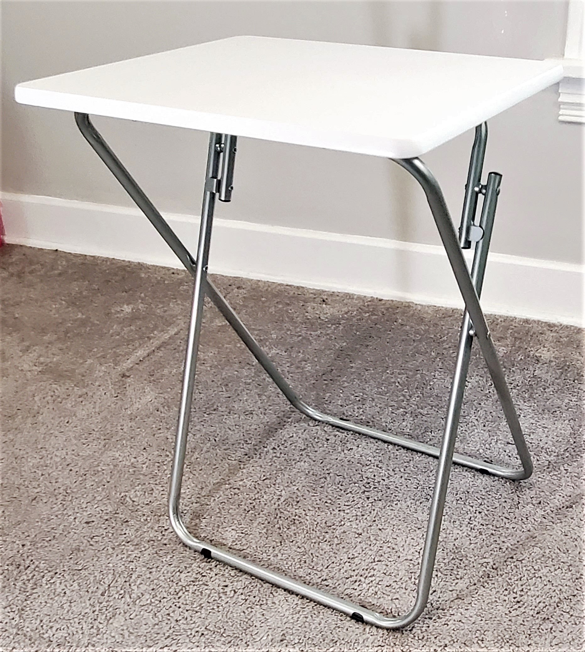 EHemco Folding TV Tray Silver Base And White Top Set Of 2 Walmart EHemco Folding TV Tray Silver Base And White Top Set Of 2 Walmart