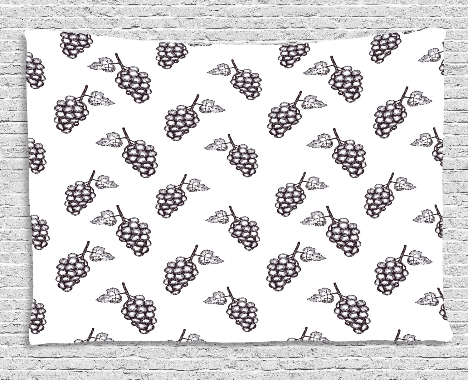 Grapes Home Decor Tapestry, Hand Drawn Sketchy Fruits Summer Ripe ...