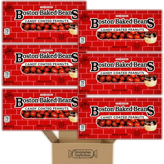 Boston Baked Beans Candy Coated Peanuts, 6 Pack, 4.3 oz Boxes ...