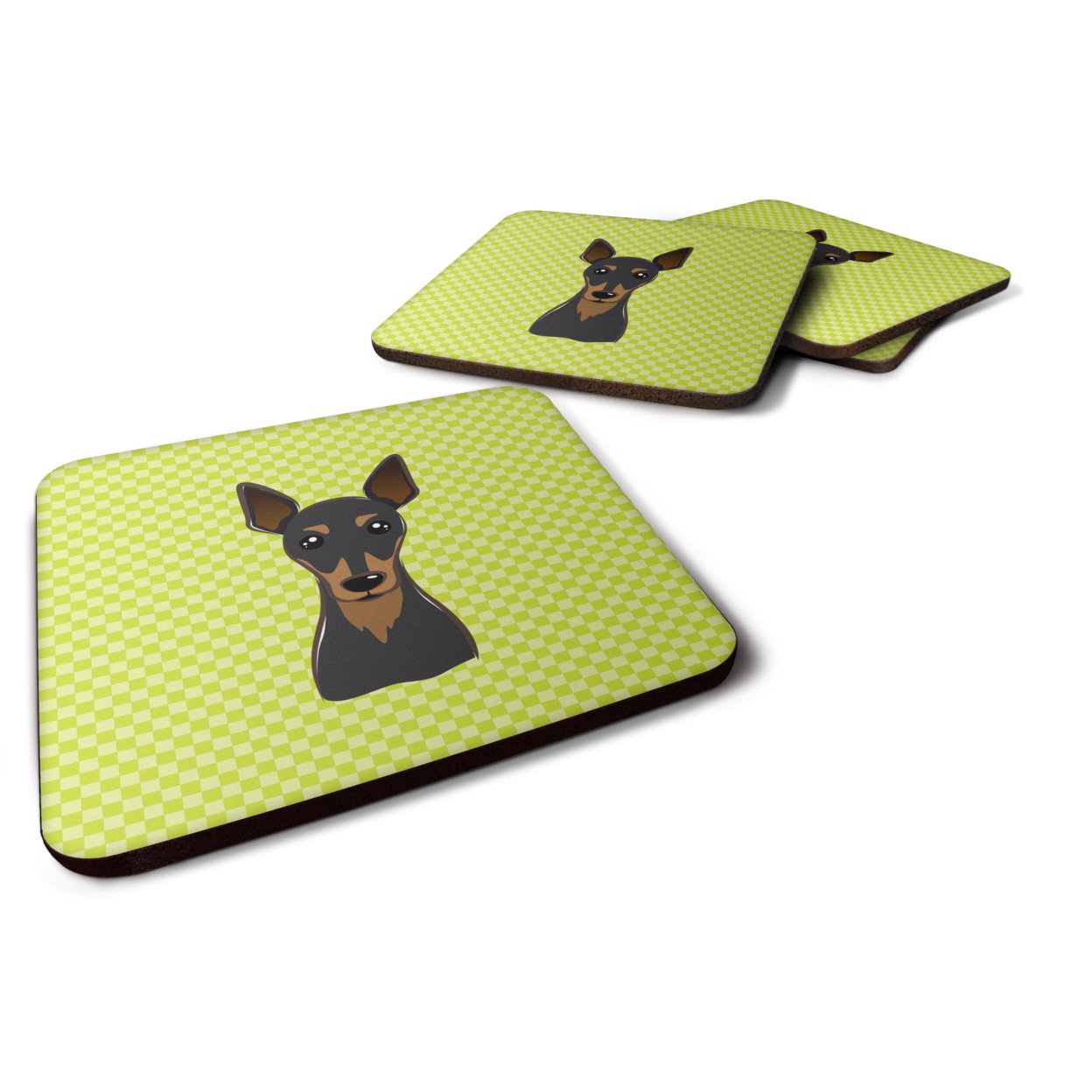 Carolines Treasures BB1302FC Checkerboard Lime Green Min Pin Foam ...