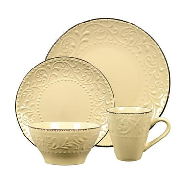 Elama Rustic Birch 16 Piece Stoneware Dinnerware Set in Red - Walmart.com