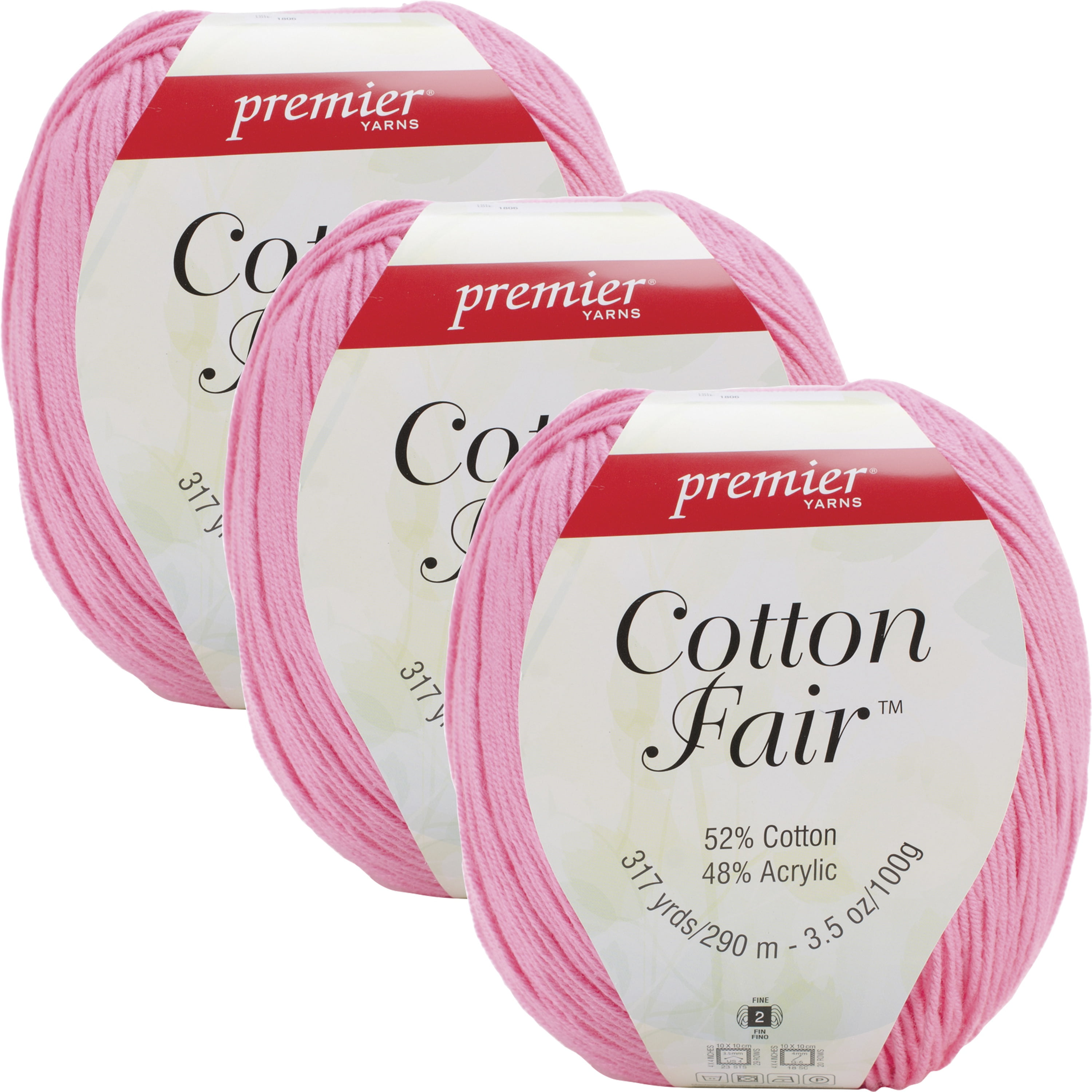 Premier Yarns Cotton Fair Solid Yarn-Baby Pink, Multipack Of 3 ...