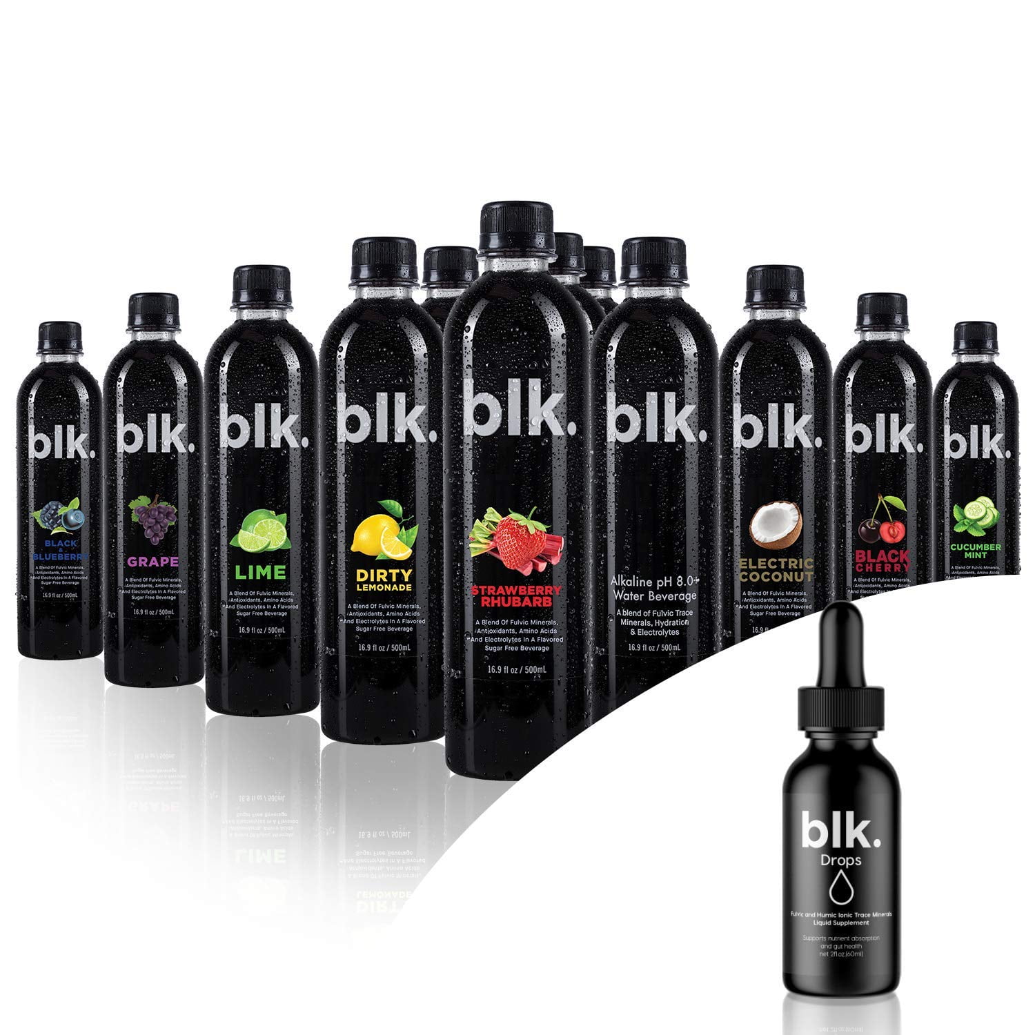 blk. Fulvic Multiflavored Mineral Water Variety Case 12 Pack + 2oz ...