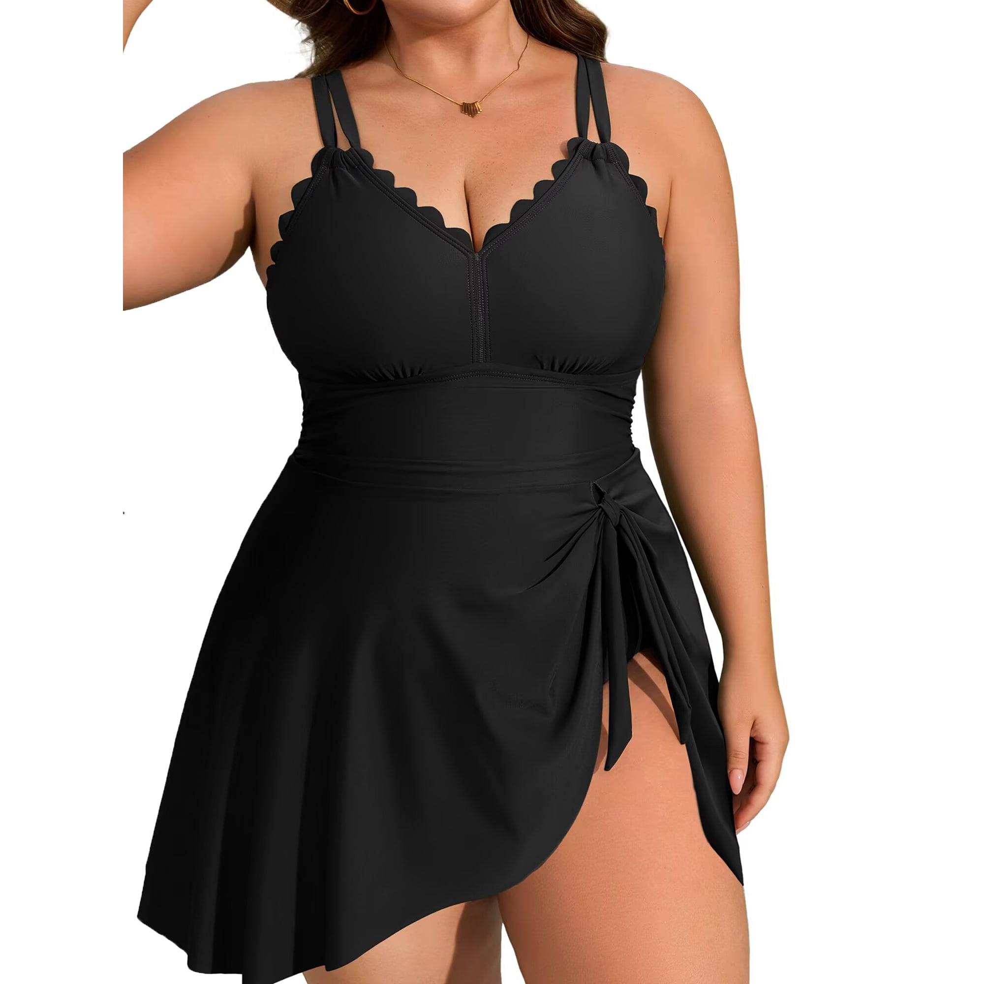 Click here for Charmo Womens Plus Size Scalloped V Neck One Piece... prices