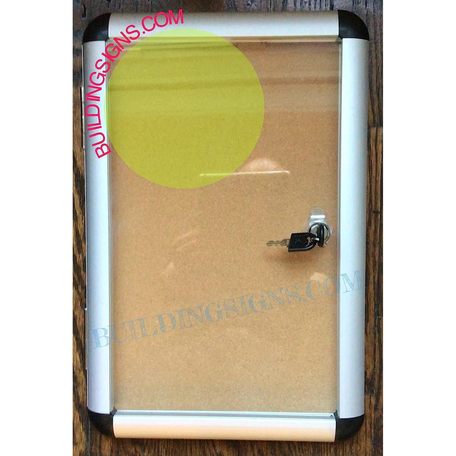 Cork Bulletin Board for Indoor Use with Locking Door (8.5x14) - Silver ...