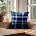 Black Blue Decorative Pillow Covers, 16 x 16 Inch Blue Scottish Tartan ...