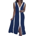 Royal Blue Teen Girls Vneck Dress for Women Sleeveless Loose Fit ...