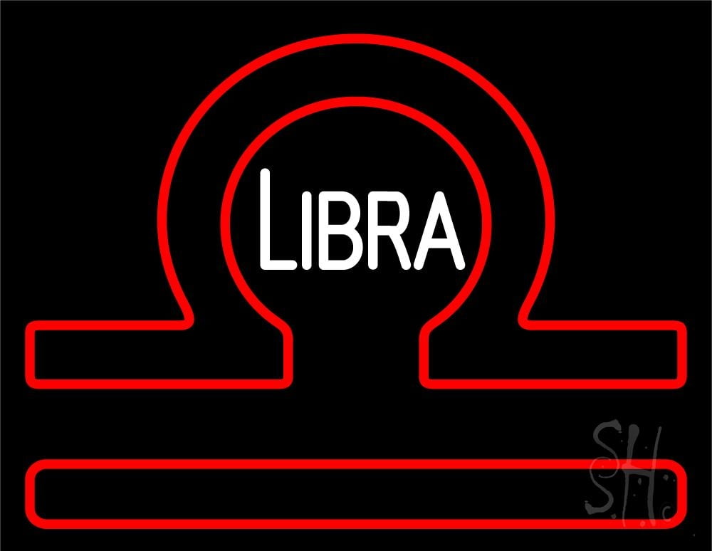 White Libra Zodiac LED Neon Sign 15" Tall x 19" Wide - inches Black ...