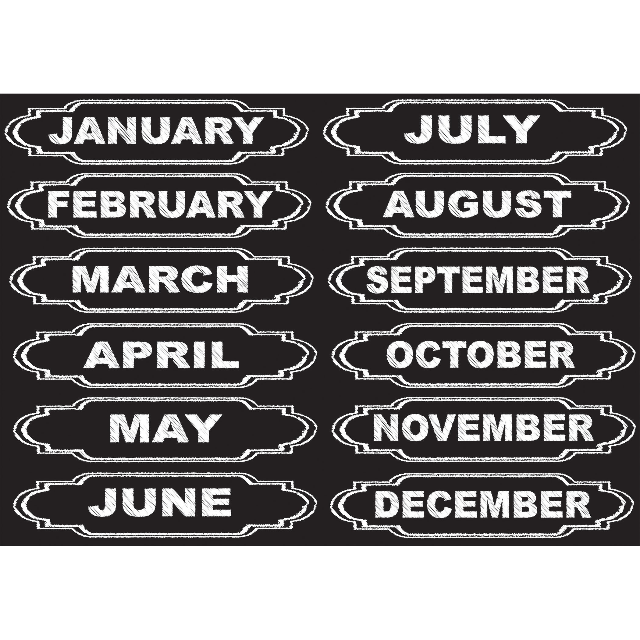 Ashley Productions Die-Cut Magnets, Chalkboard Calendar Months, 12 Per ...