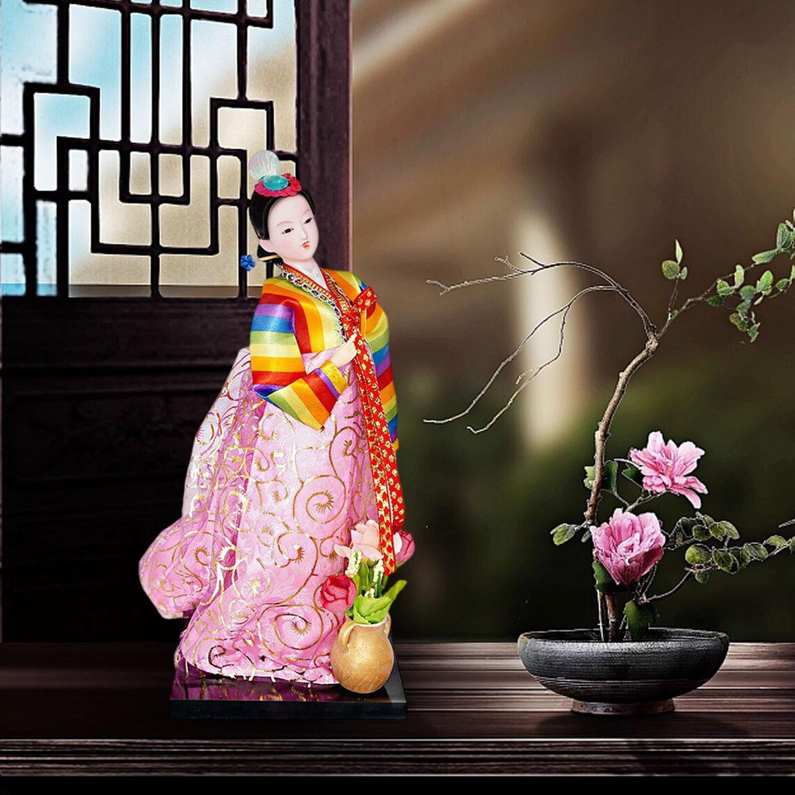 Korean Geisha Figurine Hanbok Dolls 12 inch Miniature Free Standing ...