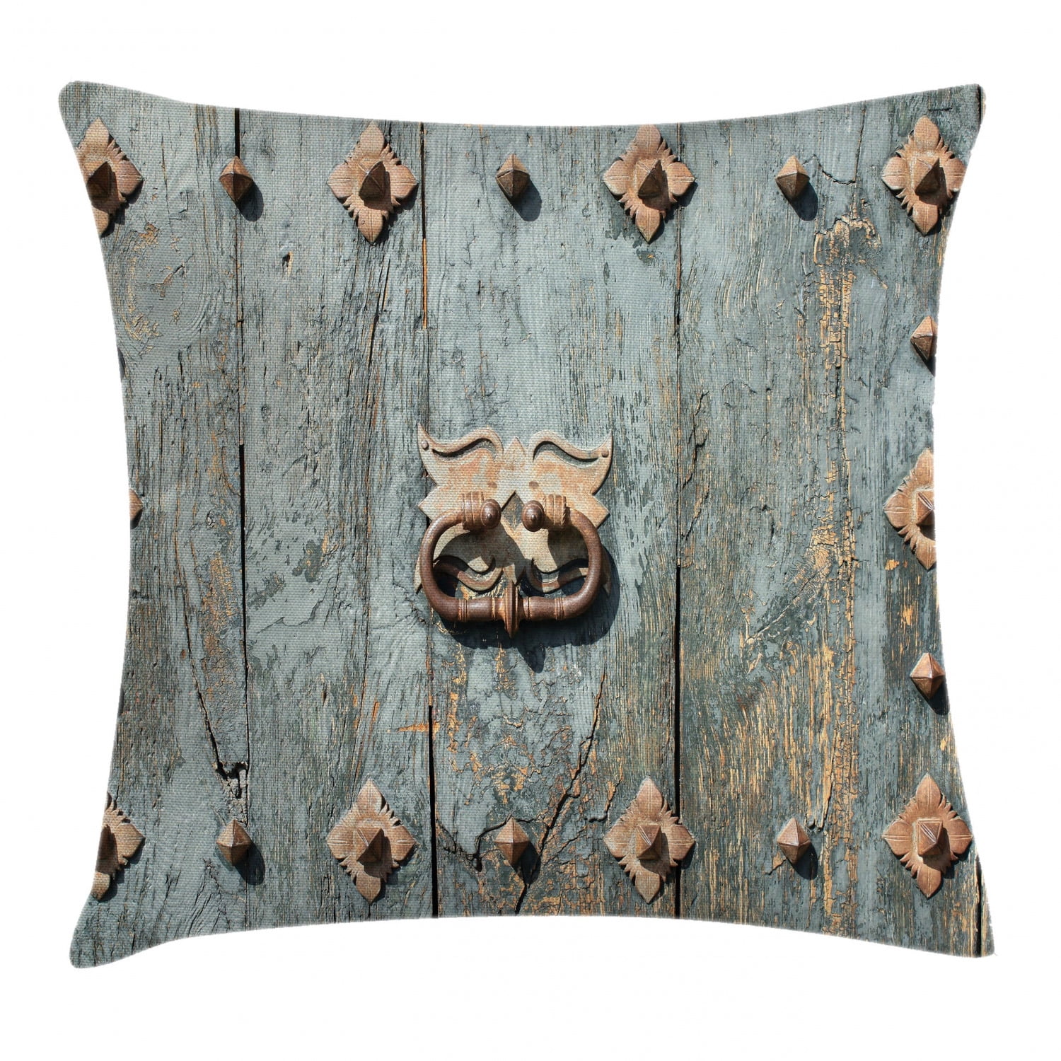 Rustic Throw Pillow Cushion Cover, European Cathedral with Rusty ...