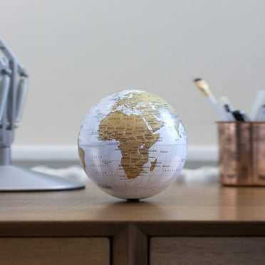LED Illuminated 11" Tall Globe of The World with Sturdy Chrome Rotating ...