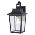 VAXCEL Irving Park Black Outdoor Wall Sconce Light, Clear Seeded Glass ...