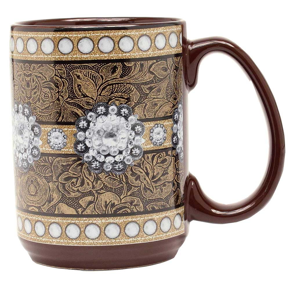 M&F WESTERN MOMENTS FLORAL STUDDED CONCHO COFFEE MUG 16OZ BROWN ...