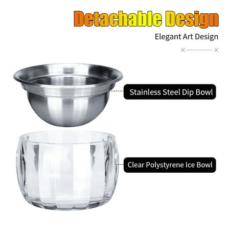 Stainless Steel Dip Chiller Bowl with Acrylic Ice Chamber Bowl Base ...