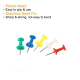 Uxcell Push Pins Plastic Head Thumb Tacks Steel Point, Multicolor 100 ...