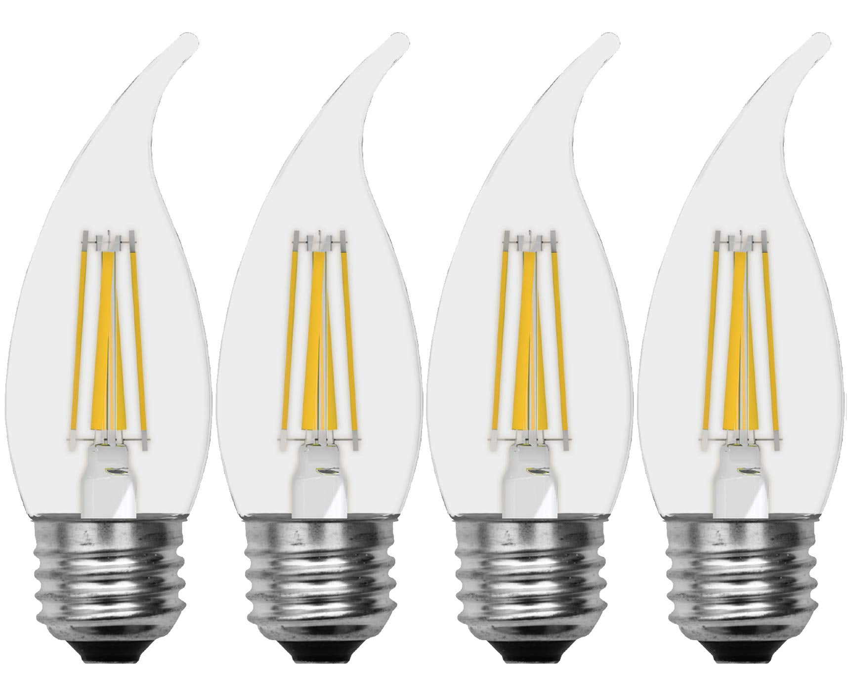 GE Lighting 28479 Bent Tip Decorative Candle LED, 4-Pack, Clear, 4 Bulb ...