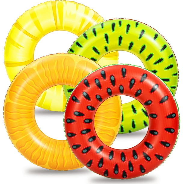 Sloosh 4 Pack Inflatable Pool Floats Fruit Tube Rings, Fruit Pool Tubes ...