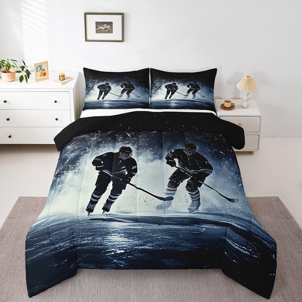 Click here for Yst Ice Hockey Comforter Sets Twin Size watercolor... prices