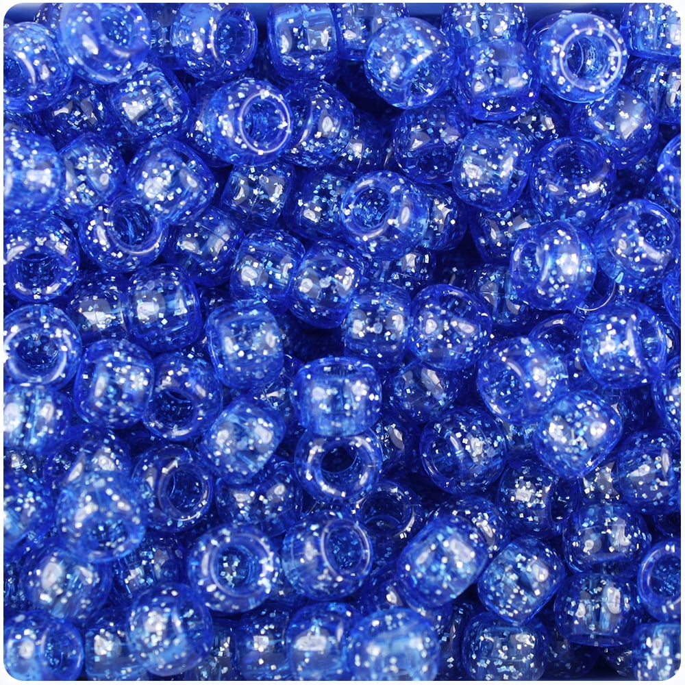BeadTin Dark Sapphire Sparkle 9mm Barrel Pony Beads (500pc) - Walmart.com