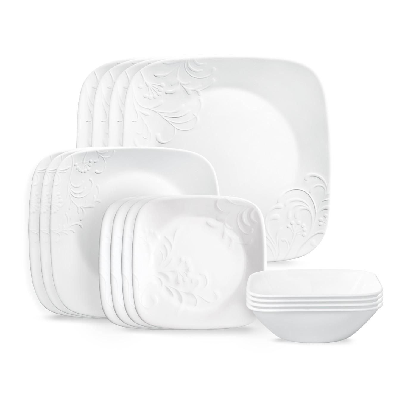 Click here for Corelle Cherish 16-Piece Embossed Square Glass Din... prices
