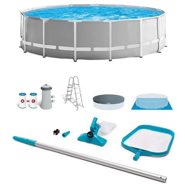 Intex Prism Frame 15' x 48" Pool Set with Ladder, Cover & Maintenance ...