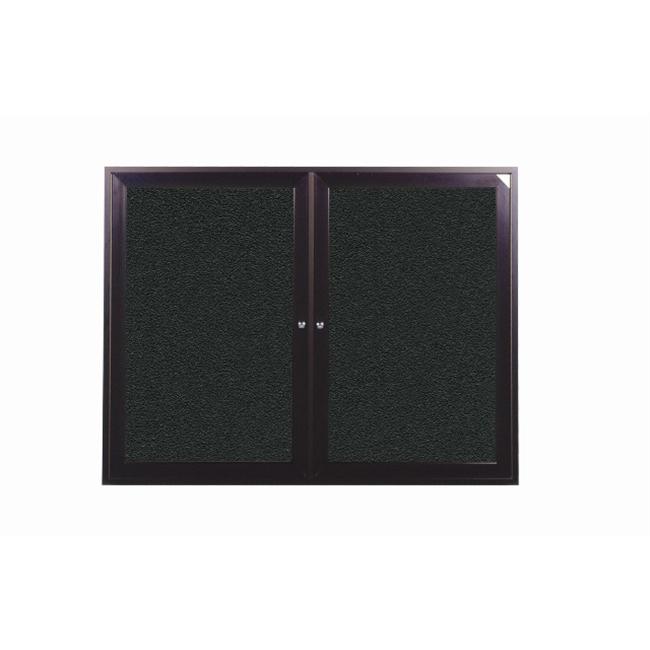 48 in. x 60 in. 2-Door Bronze Aluminum Frame Enclosed Fabric Tackboard ...