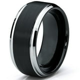 Metal Masters, Mens Tungsten Ring, Two-Tone, Black Brushed Finish, Wedding Band, 9MM - Walmart.com