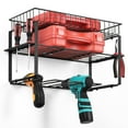 Power Tool Storage Rack with Basket, Wall Mounted Heavy Duty Tool Shelf ...