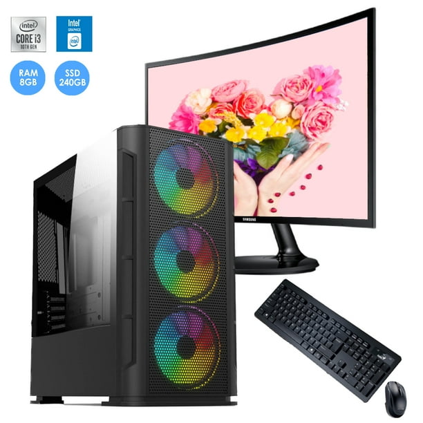 Computadora CPU i3 10100 Intel RAM 8GB SSD 240GB 500W 80+ monitor 24" curvo | Bodega Aurrera en ...