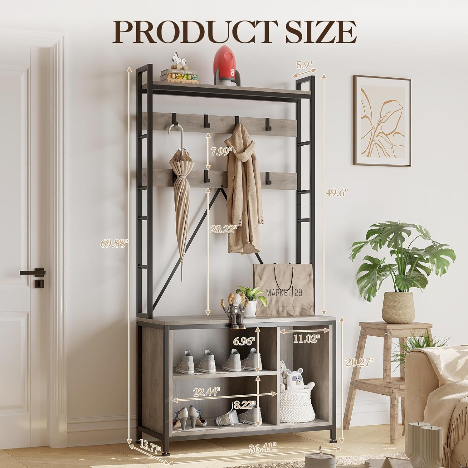 Click here for Ourlova 70in Hall Tree With Bench And Shoe Storage... prices