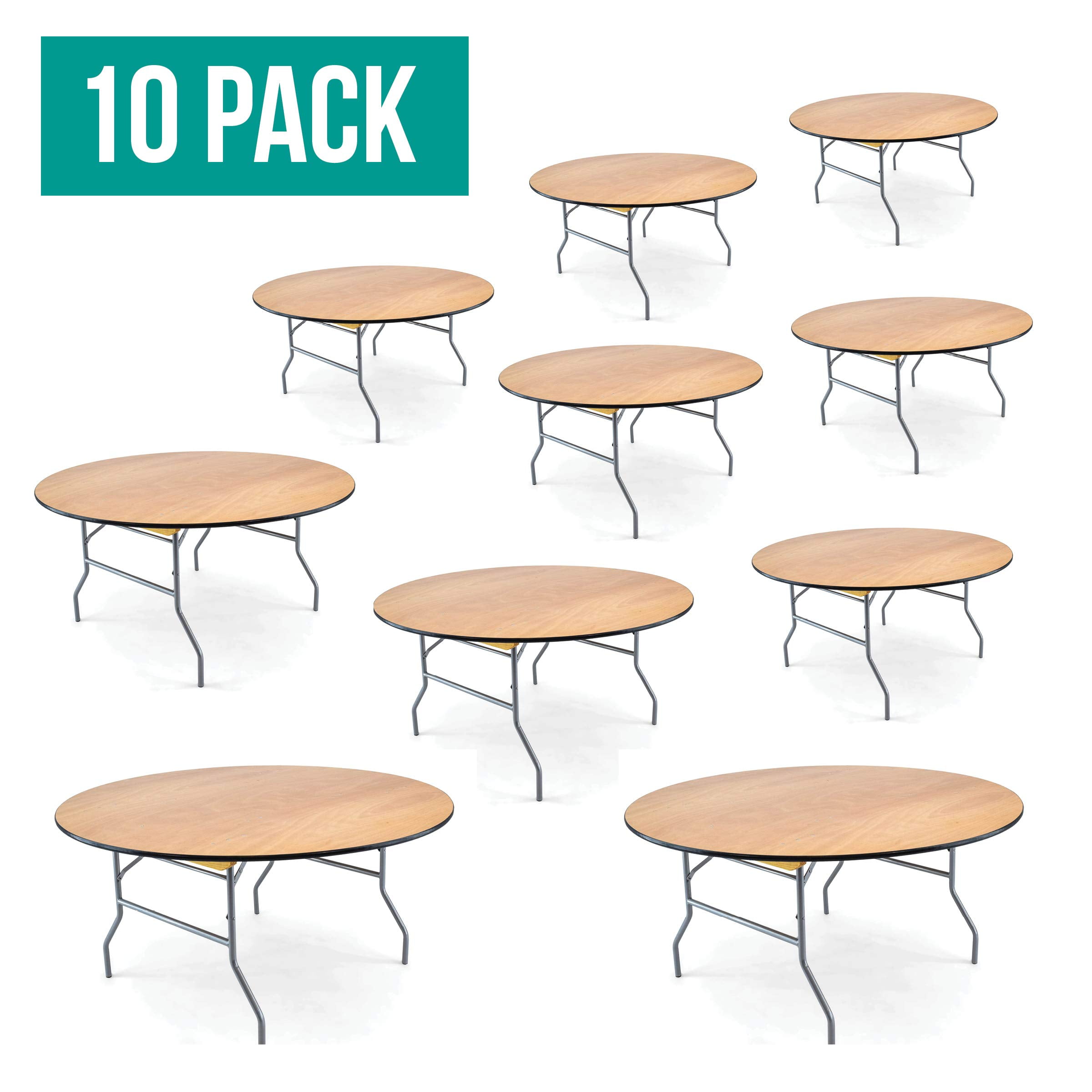 EventStable Titan Series Wood Folding Table - 60'' Round - 10 Pack ...