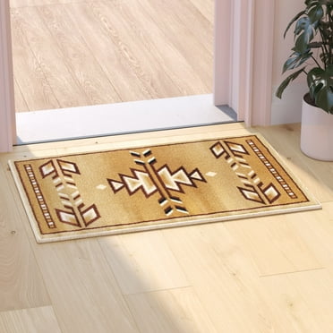 Mainstays Traditional Leaf Block Multicolor Indoor Hallway Runner Rug ...