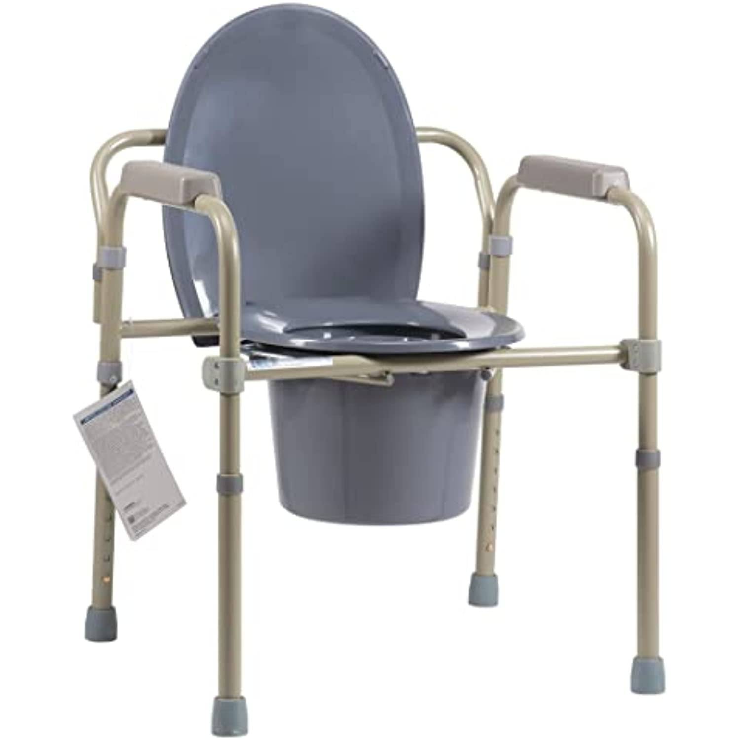 Dynarex Elongated Folding Bedside Commode is a 3 in 1 Portable Toilet ...