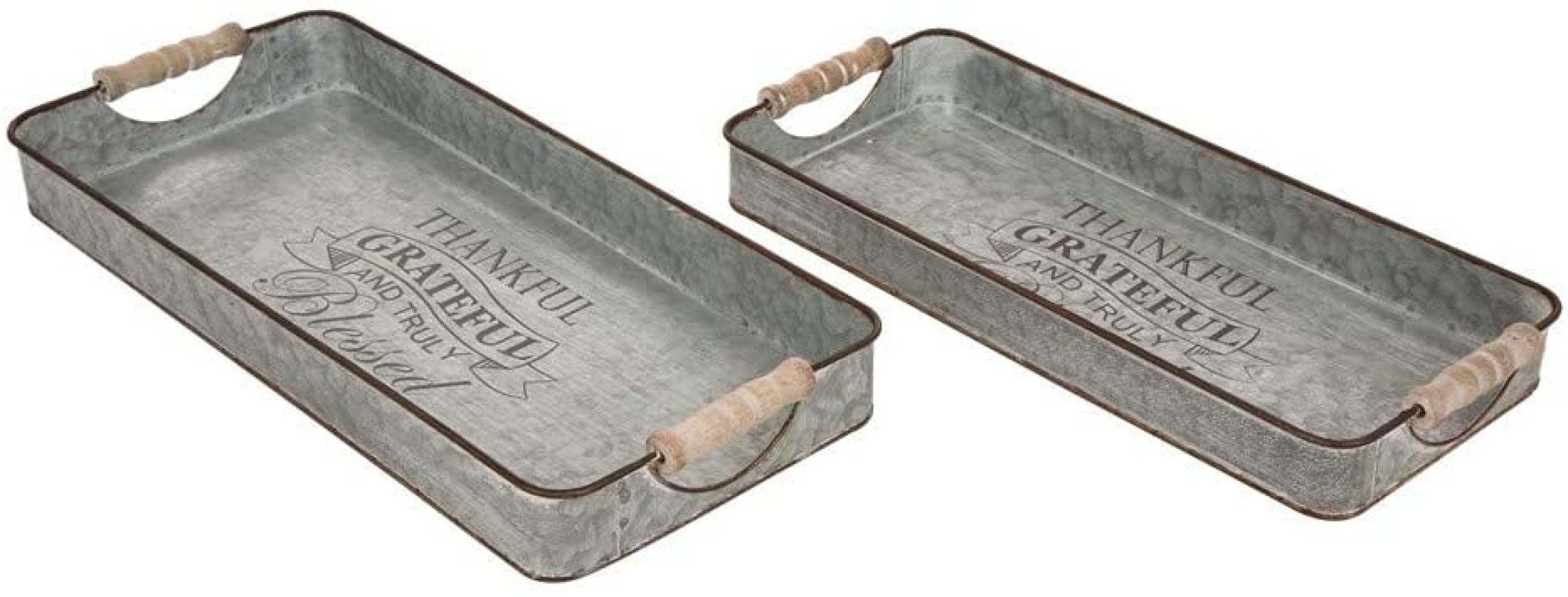 TaliaPosy Rustic Galvanized Tray with Handles Set of 2 Farmhouse ...