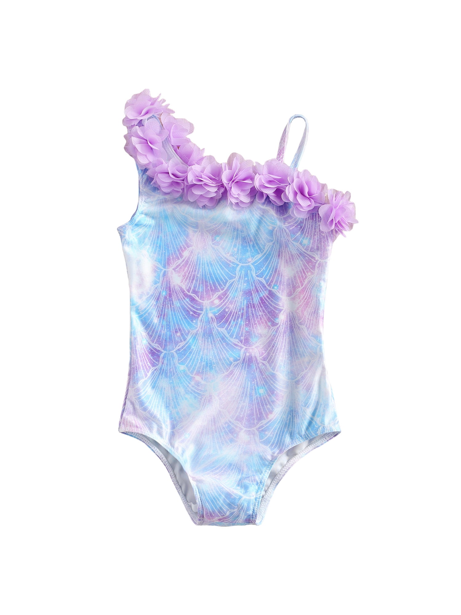 Faithtur Kids Girls Sleeveless Shell Print One-piece Swimsuit Bathing ...