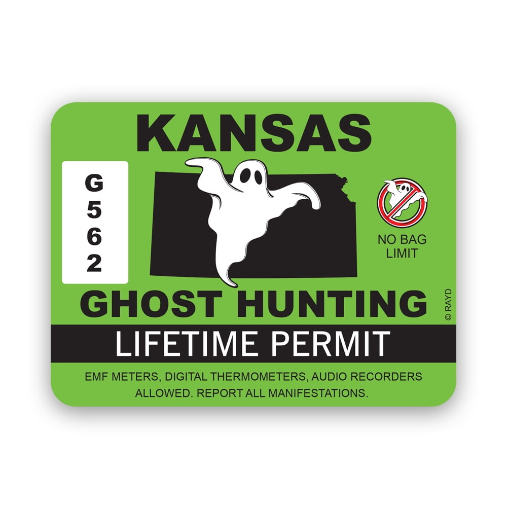 Kansas Ghost Hunting Permit Sticker Decal - Self Adhesive Vinyl ...