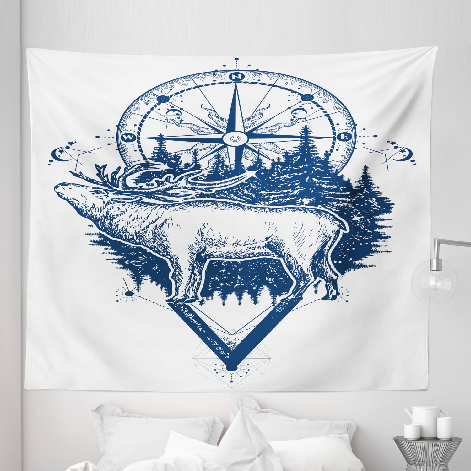 Adventure Tapestry, Reindeer and Compass Travel Wilderness Forest ...