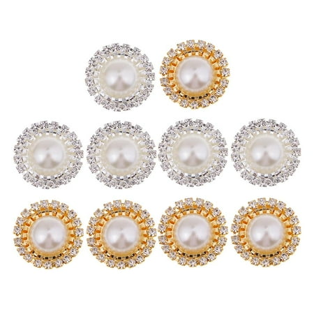 Round Pearl Rhinestone Flatback Buttons Charms Cabochons Wedding ...