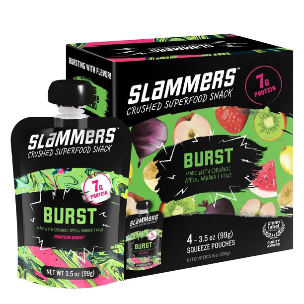 Slammers Organic Snack Fruit Pouches, Watermelon Kiwi, 3.5 oz, 4 Pack ...