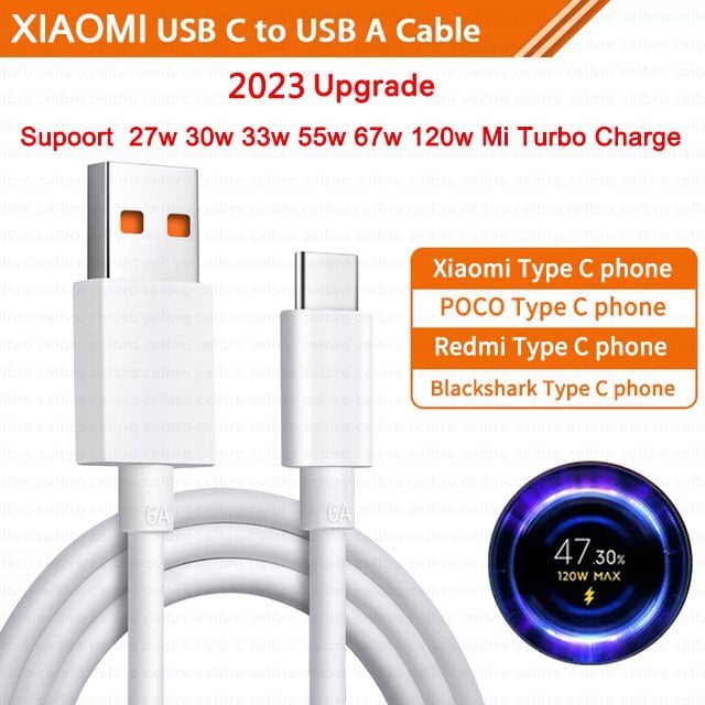 Xiaomi-cargador de Cable Usb Tipo C 6A Original, dispositivo de carga rápida Turbo Tipo C de ...