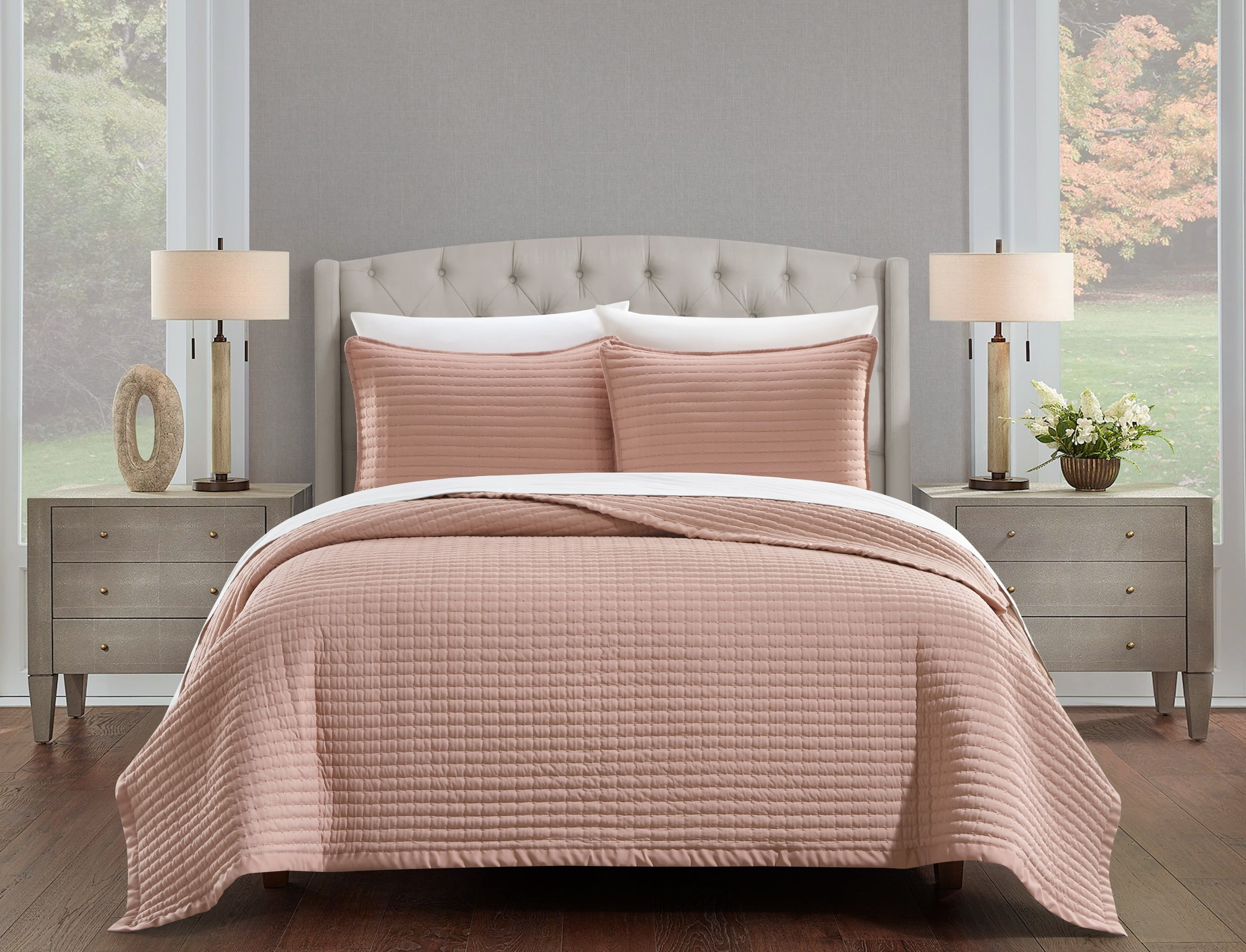 Chic Home Xabier 3-Piece Geometric Quilt Set, Queen, Rose - Walmart.com