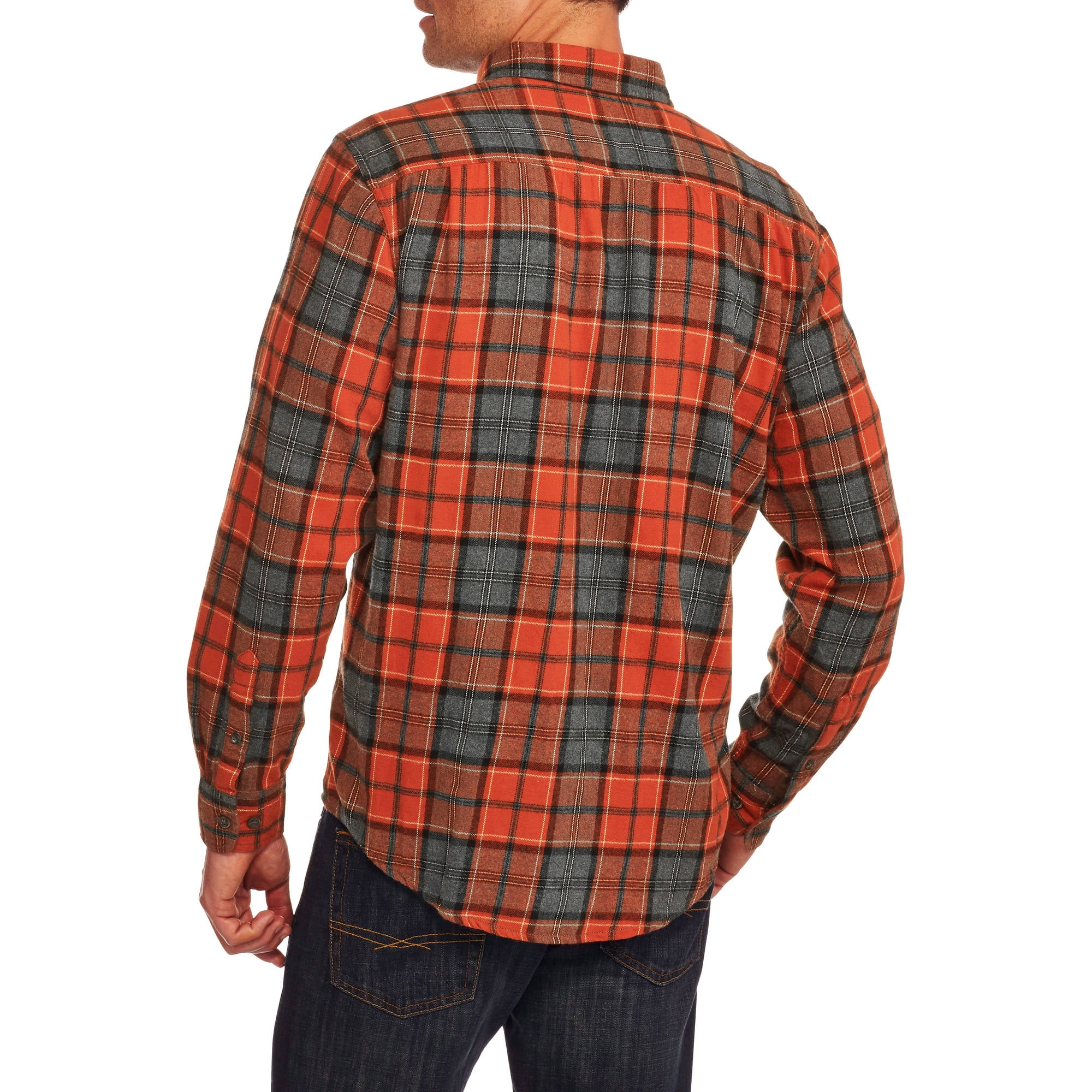 Faded Glory Mens Long Sleeve Polo Flannel Shirt S M L Xl Multiple