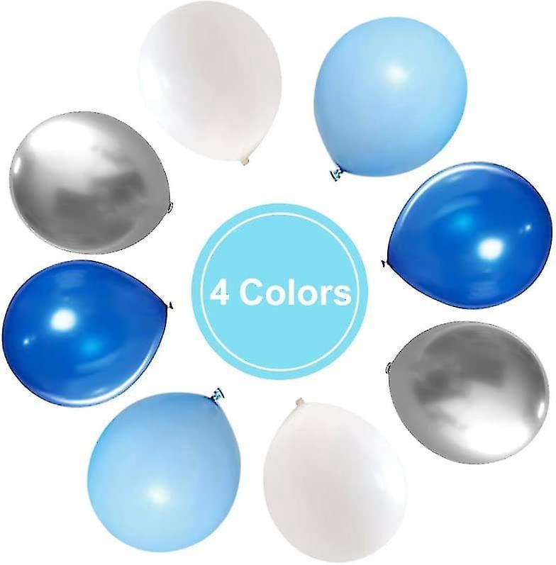 Globos de látex azul plateado blanco, 50 globos metálicos azul real y ...