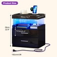 Nightstand with LED Lights and Charging Station,End Table Set with 2 ...